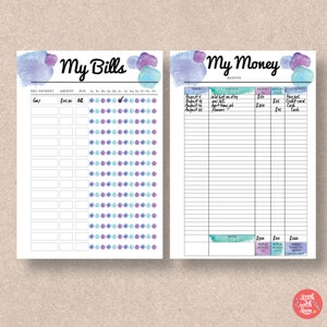 Finance Printable Planner Pack. Instant Printable 2 Pack, My Bills and ...