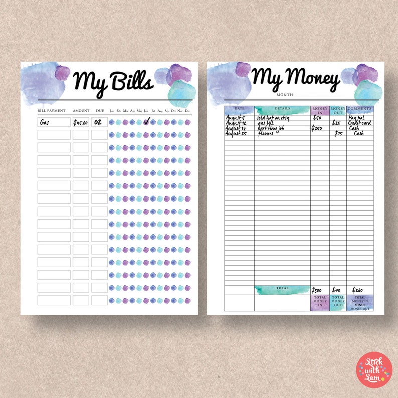 Finance Printable Planner Pack. Instant Printable 2 Pack My | Etsy UK