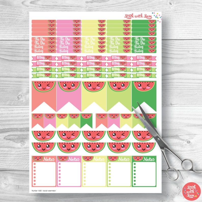 Printable Planner Stickers Watermelon. Header Half & Full | Etsy