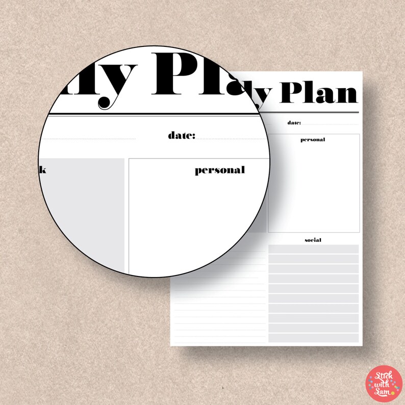 DAILY Day Planner Printable Insert Simple Portrait Page. | Etsy