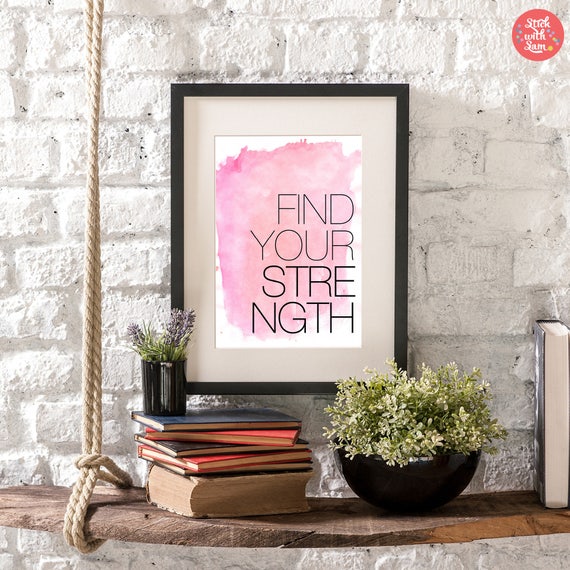 Wall Art Pink Printable Watercolor Inspirational Quote. | Etsy