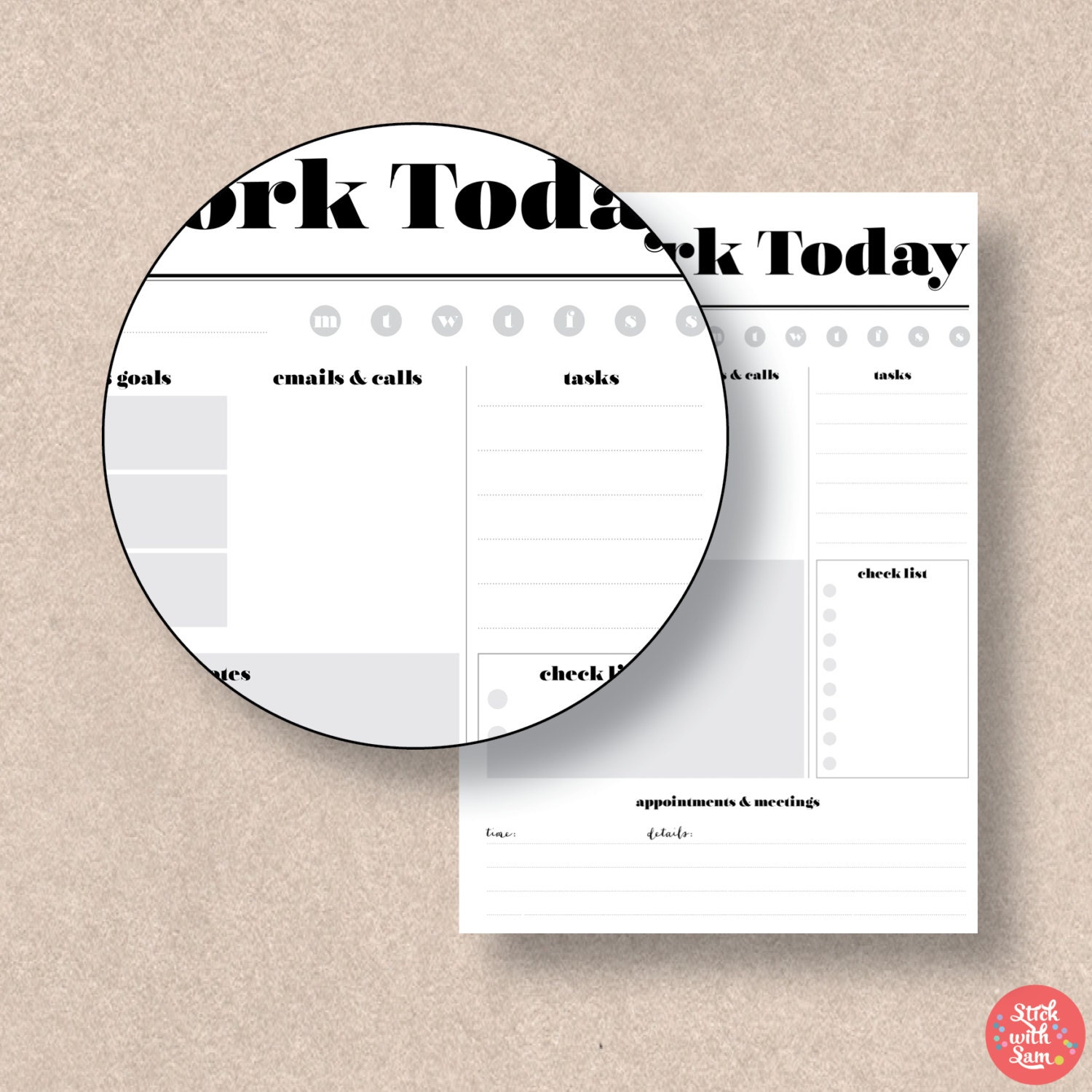 WORK TODAY Insert Planner Instant Download Printable. Simple | Etsy