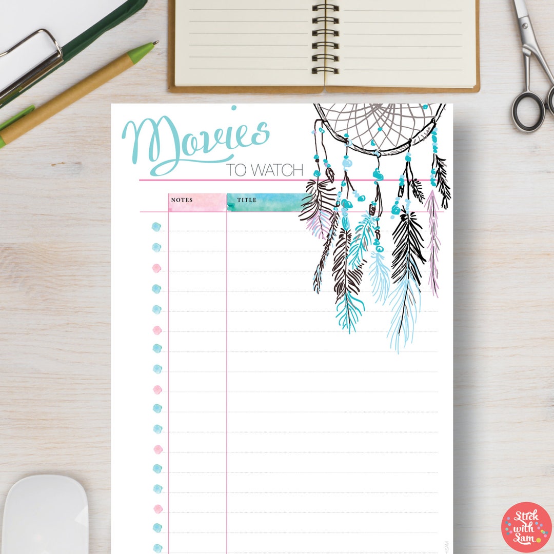 MOVIE Insert Printable. Bullet Journal Stencil. Movies to Watch Planner ...