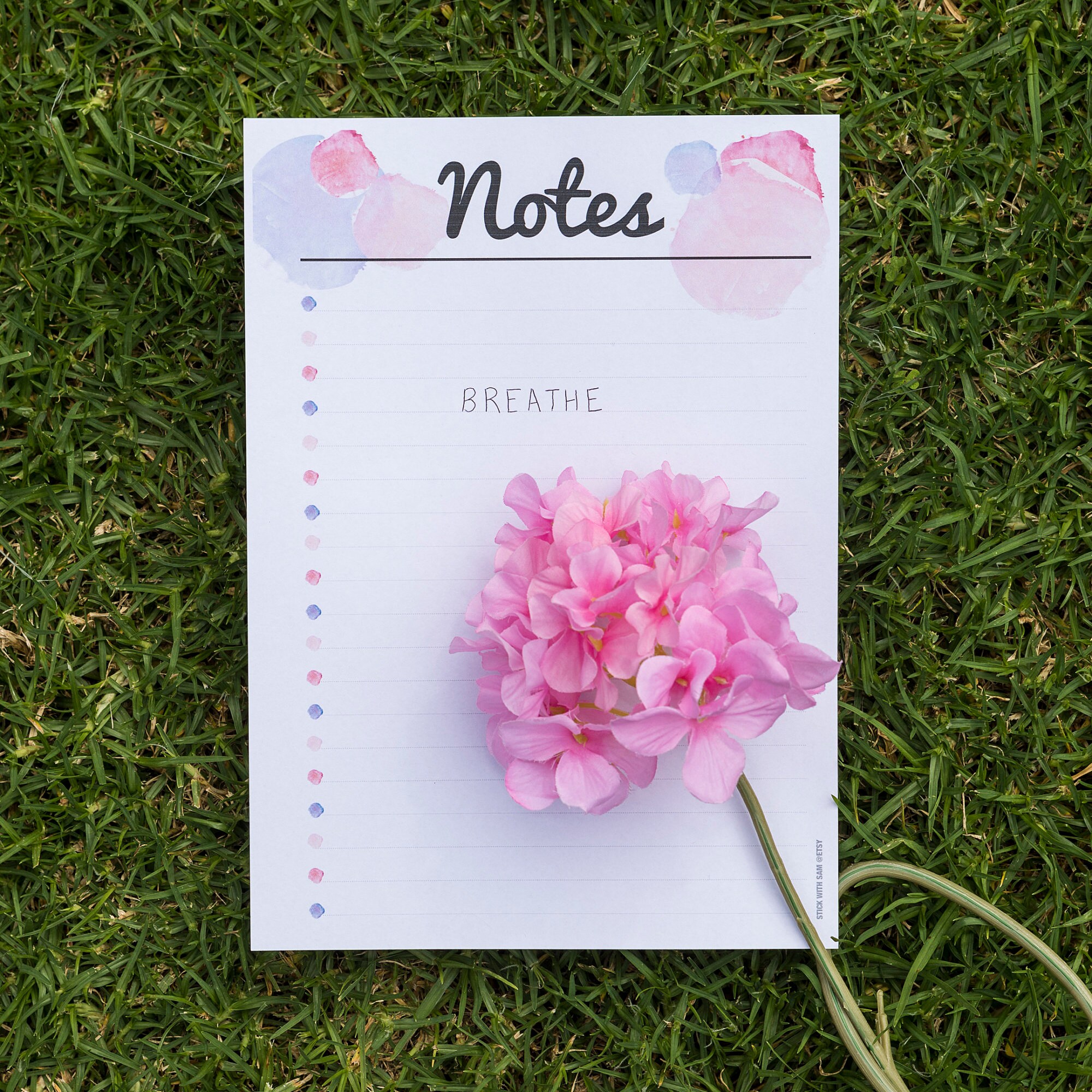 NOTES A5 Insert Printable Planner Insert Pink Watercolor | Etsy