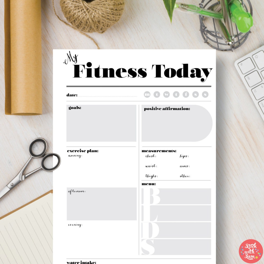 FITNESS Instant Download Printable Planner. Insert Instant Daily ...