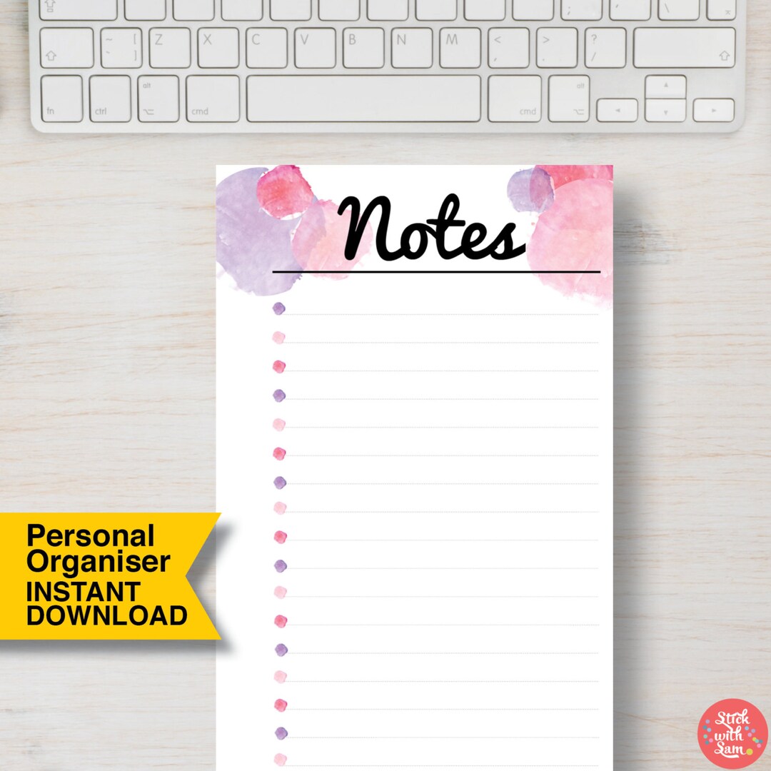 NOTES Bujo Printable Personal Size. Bullet Journaling Planner. - Etsy
