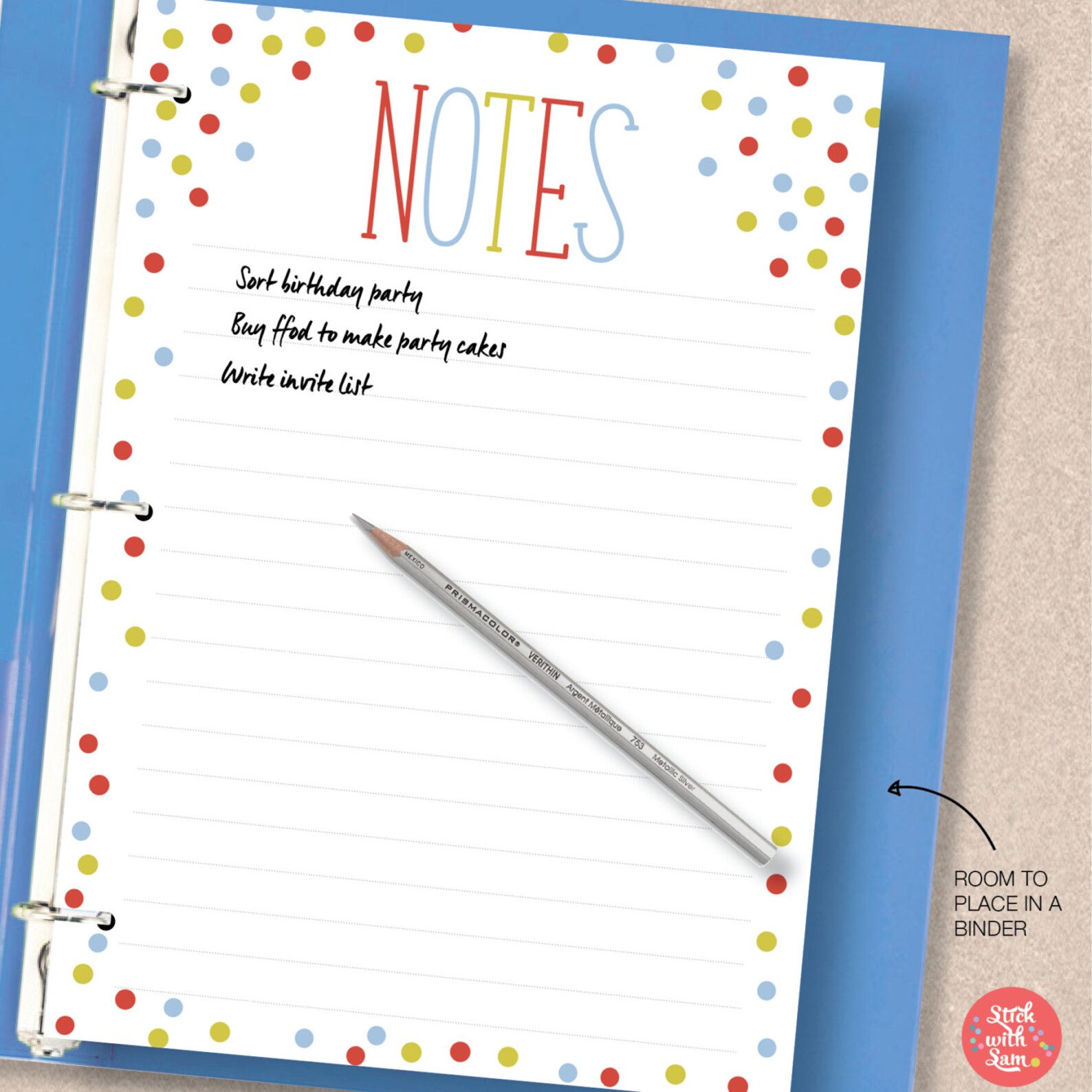 NOTES Planner Notes Page Printable Insert. Includes Sizes | Etsy