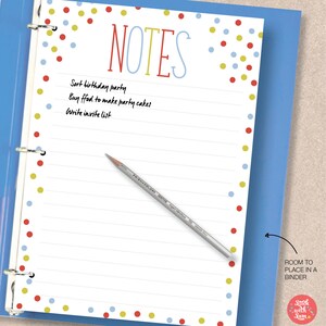 NOTES Planner Notes Page Printable Insert. Includes Sizes A5, A4, Half ...