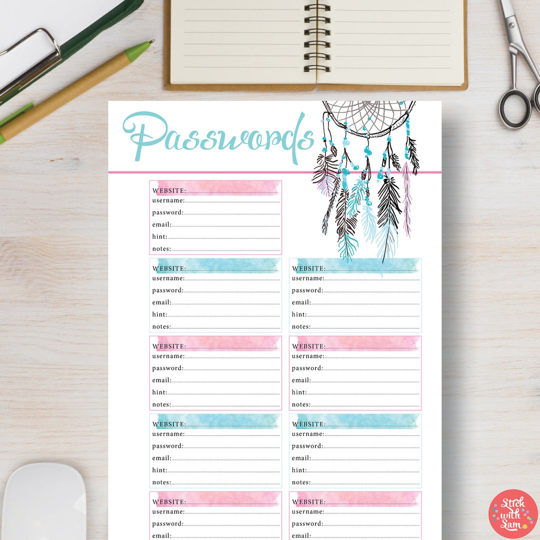 PASSWORD Printable Bullet Journal. Printable Planner Dream - Etsy