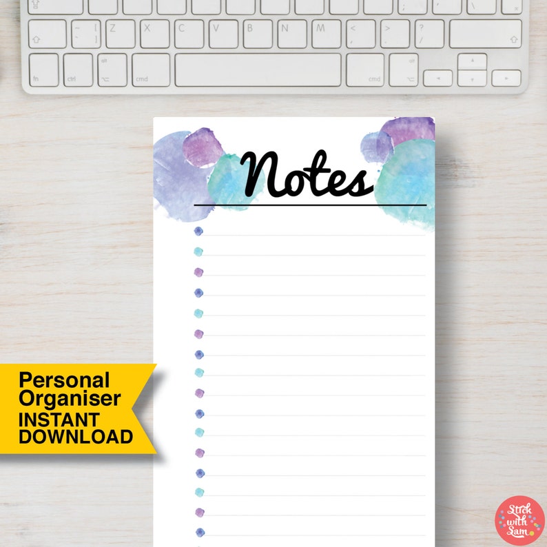 3.75 x 6.75 Printable Planner. Blue Notes Planner. | Etsy