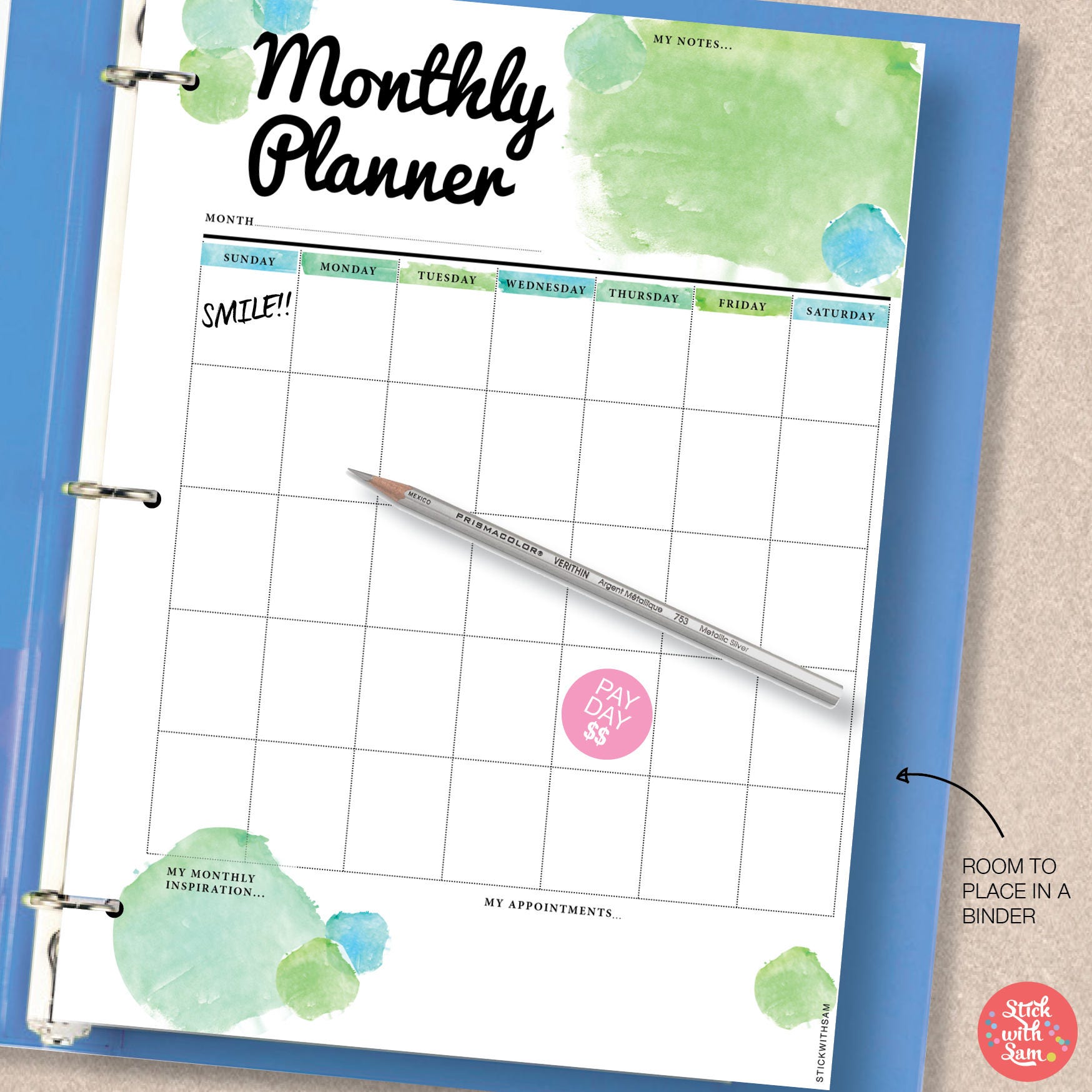 Green Printable Planner 5 Pack Sunday Start Includes: A4 | Etsy Australia