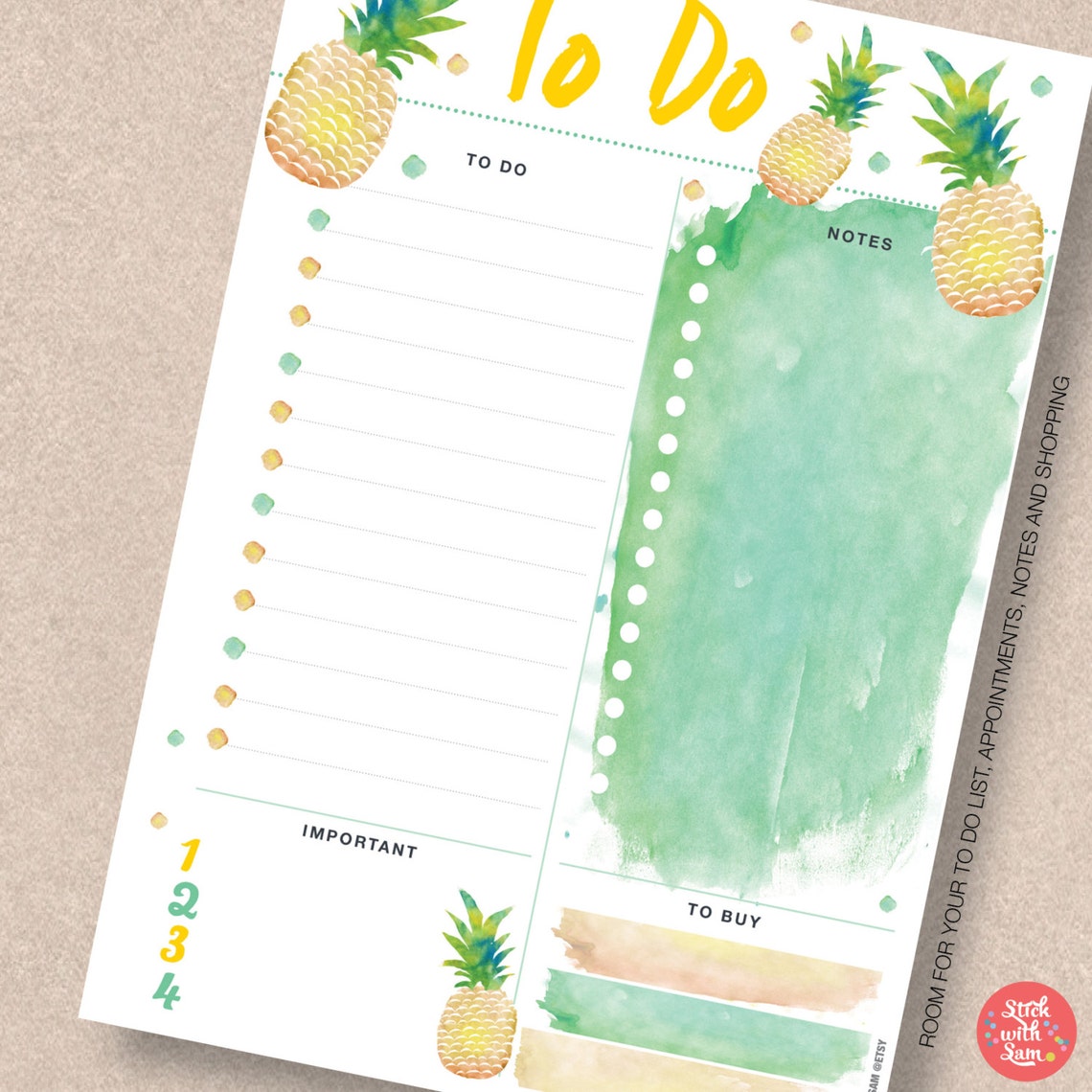 TO DO Pineapple Printable Planner. Great for a Planner Insert - Etsy