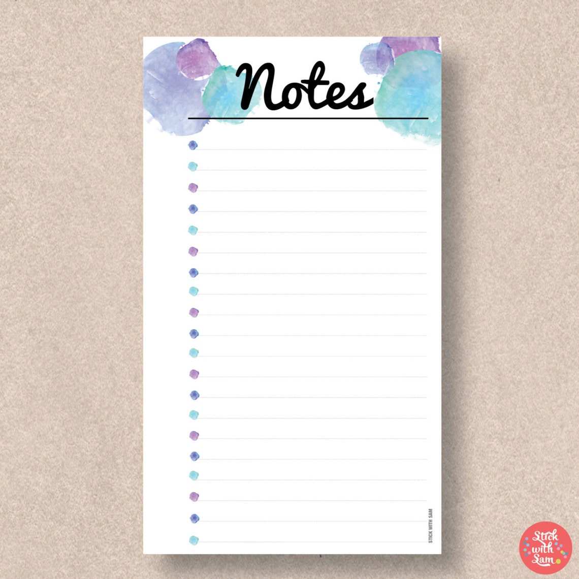 3.75 x 6.75 Printable Planner. Blue Notes Planner. | Etsy