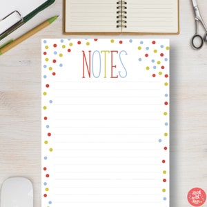 NOTES Planner Notes Page Printable Insert. Includes Sizes A5, A4, Half ...