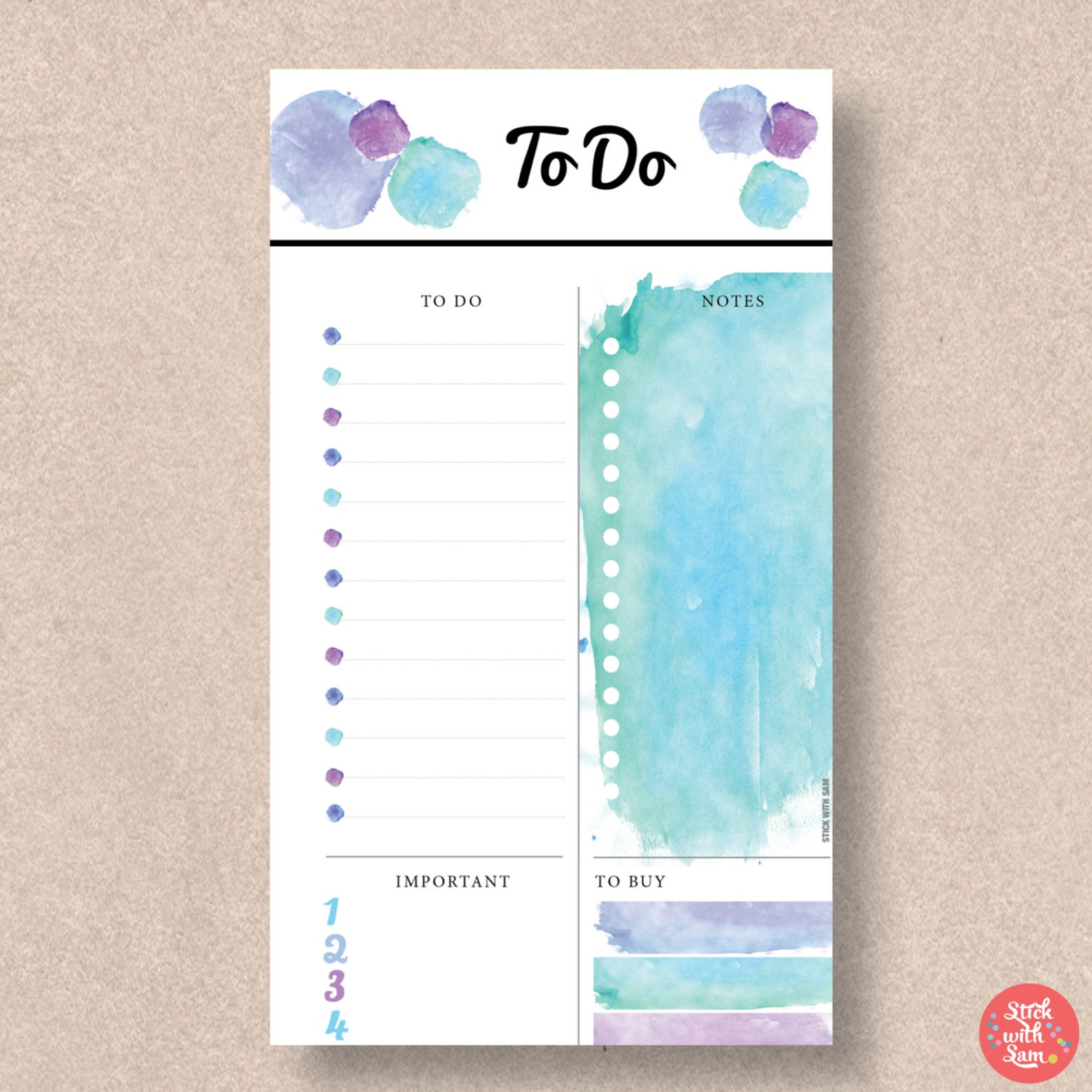 3.75 X 6.75 Printable Planner. Blue to Do Planner. - Etsy