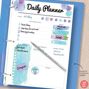 DAILY Printable Blue Planner. Monday Start. You Receive 4 Sizes: A4, A5 ...