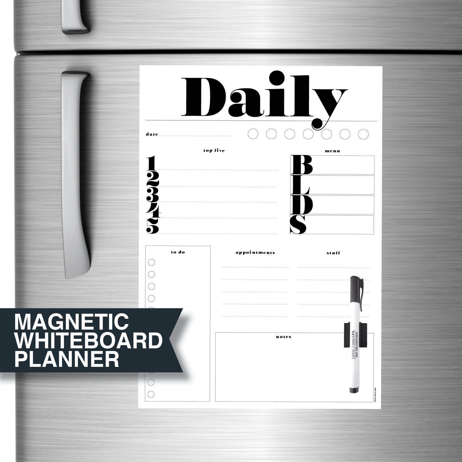 Fridge Magnetic Planner. daily Black & White Dry - Etsy Australia