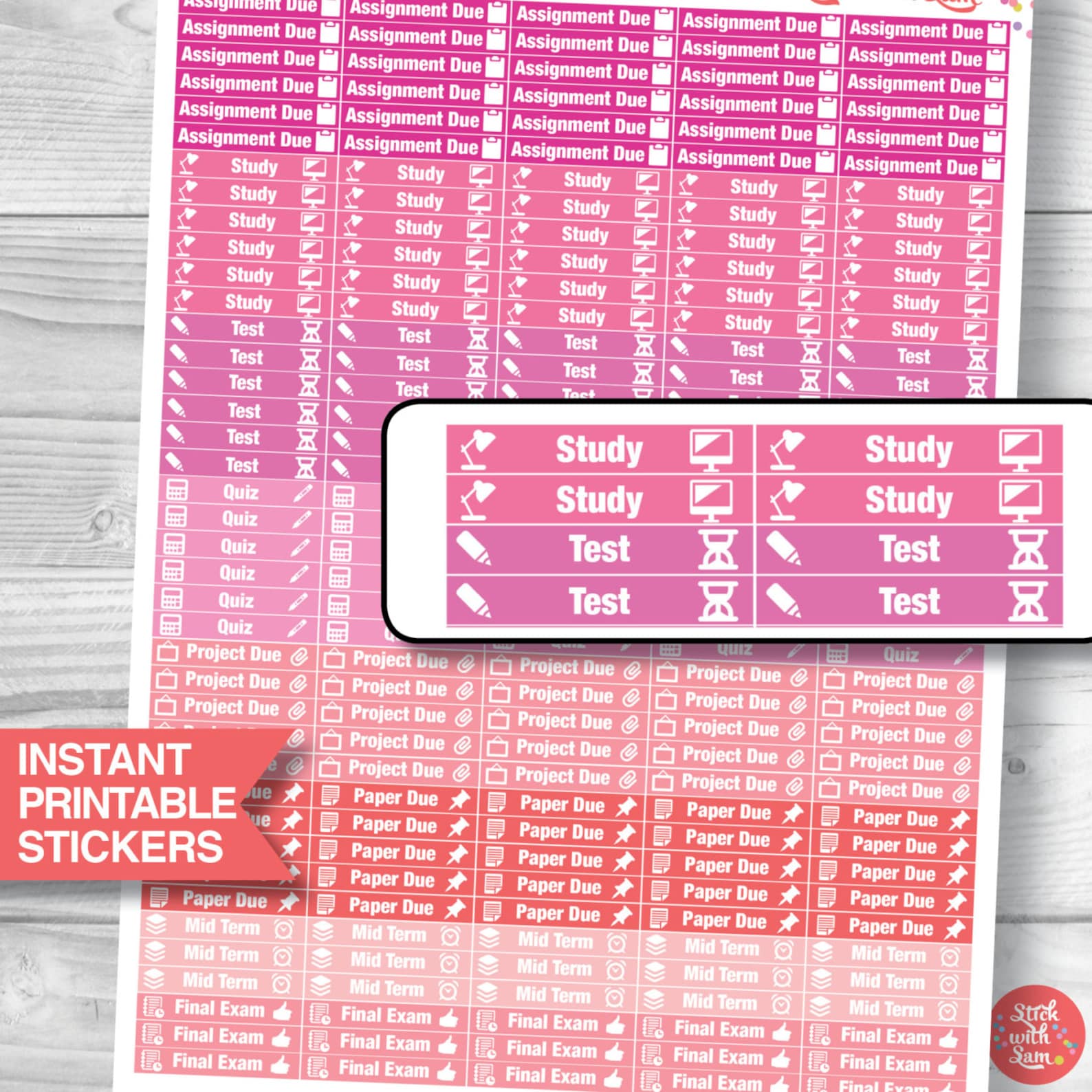 Instant Digital Sticker Header College. 200 PDF Pink Planner - Etsy