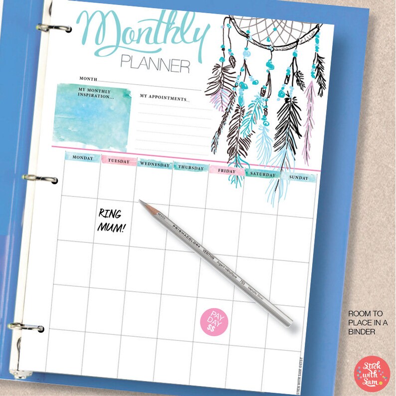 Boho Dream Catcher Printable Planner 5 Pack. Summer Trend Gift | Etsy