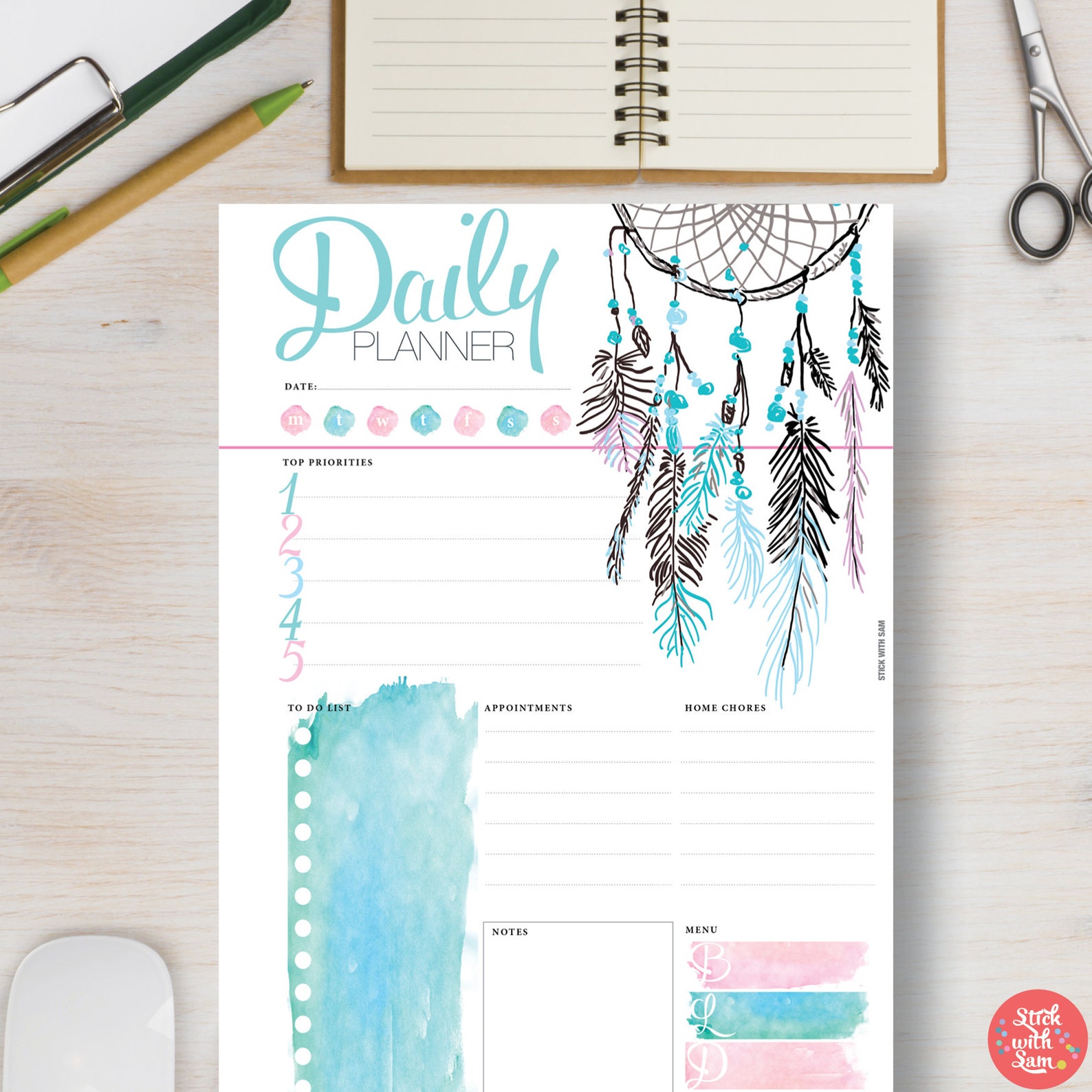 Boho Dream Catcher Printable Planner 5 Pack. Summer Trend Gift - Etsy