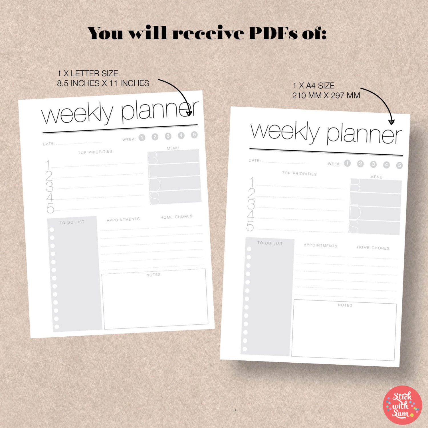 WEEKLY Stationery Printable Page Instant Download Printable - Etsy ...