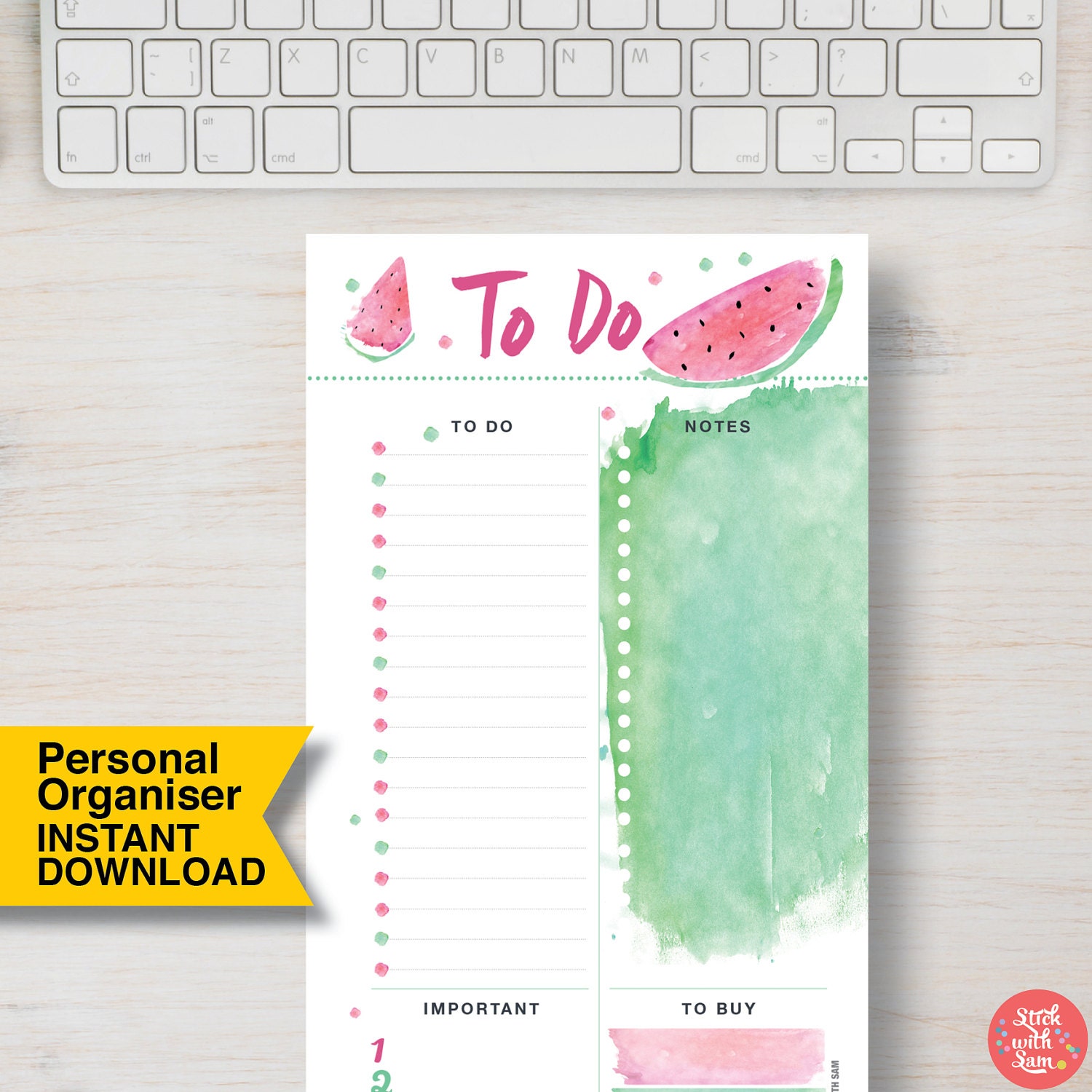 PERSONAL SIZE Watermelon to Do Planner Printable. Kawaii Colorful ...