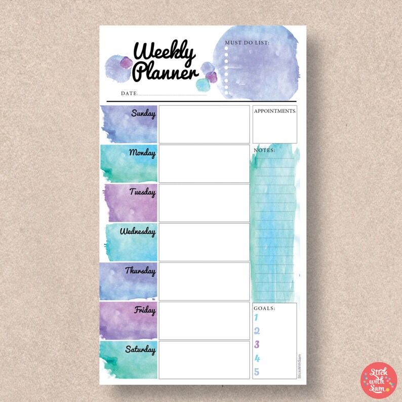 Printable Household Binder Pages. Personal Size 5 Pack. Sunday | Etsy