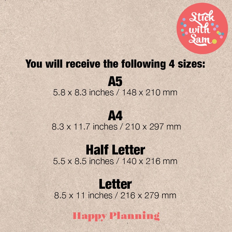 Printable Planner Inserts. 5 Pack Includes A4 A5 Letter & - Etsy Australia