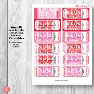 Mom Printable Downloadable Love Coupon Gift Tags. Love Coupon Book ...