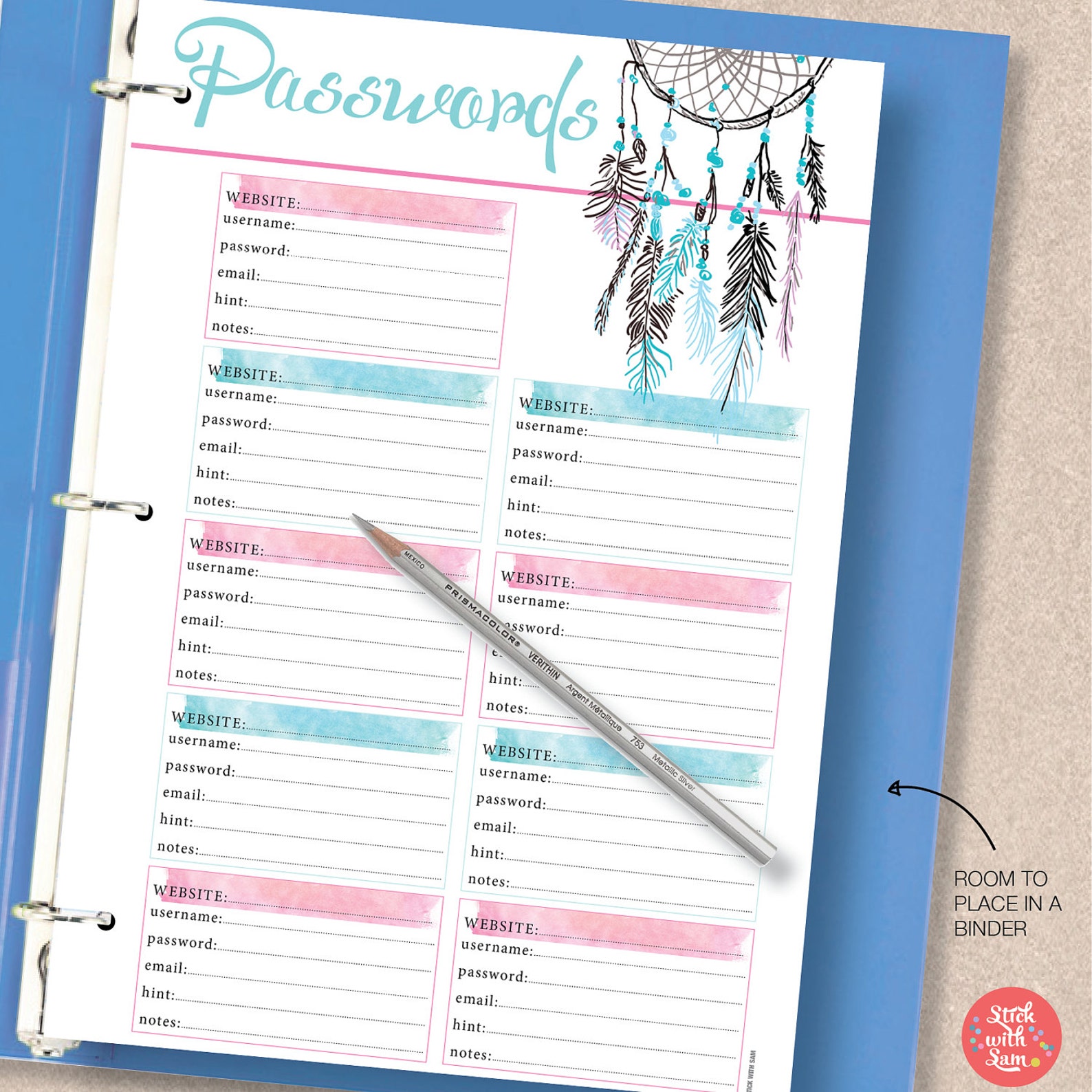PASSWORD Printable Bullet Journal. Printable Planner Dream - Etsy