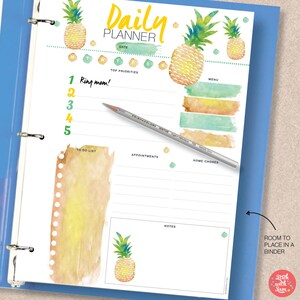 DAILY Printable Pineapple Planner. Monday Start. You Receive 4 Sizes ...