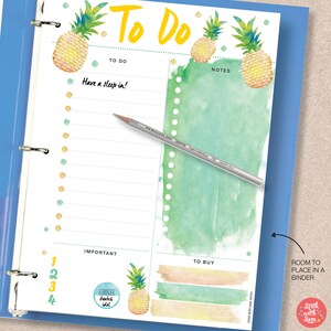 TO DO Pineapple Printable Planner. Great for a Planner Insert or for ...