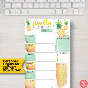 PERSONAL SIZE Weekly Pineapple Printable Planner Fits Filofax - Etsy
