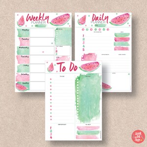 Watermelon Printable Planner Tropical Pack: Daily, Weekly Planner and ...