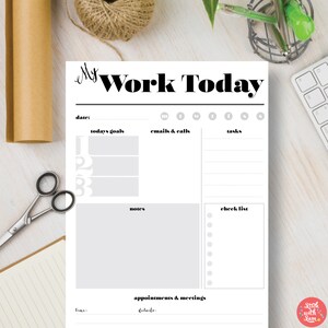WORK TODAY Insert Planner Instant Download Printable. Simple Planner ...