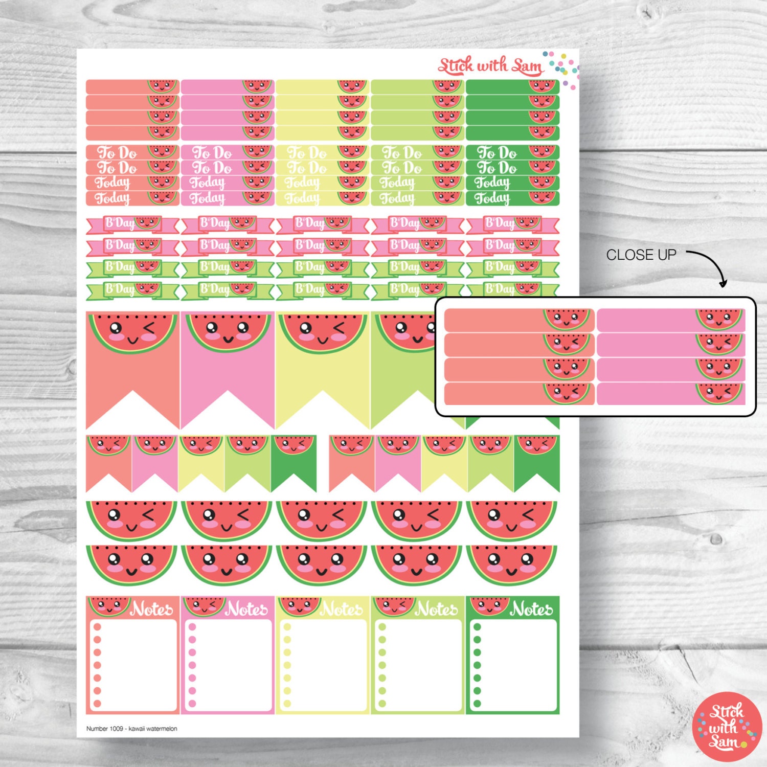 Printable Planner Stickers Watermelon. Header Half & Full | Etsy