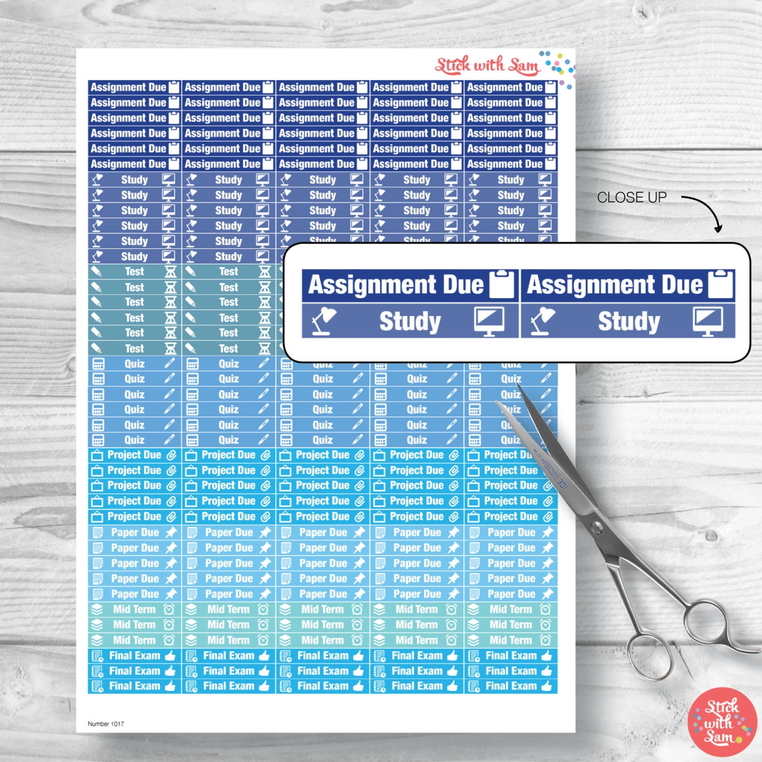 Printable Planner College Stickers for College or School. Blue - Etsy ...