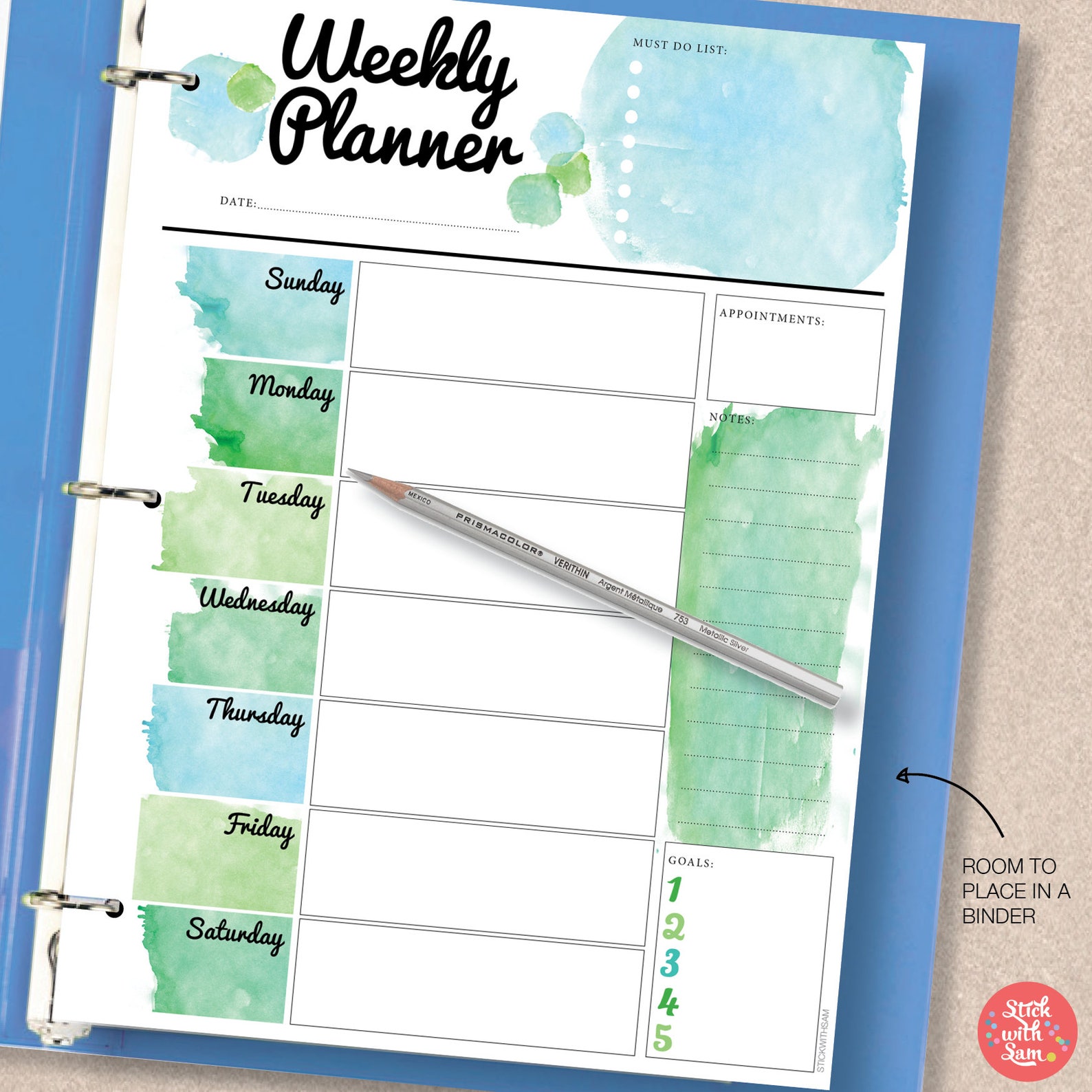 Green Printable Planner 5 Pack Sunday Start Includes: A4 | Etsy Australia