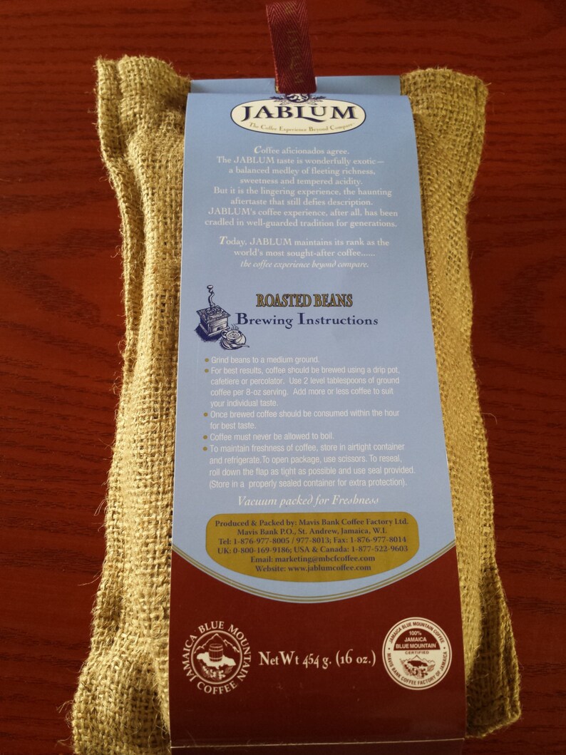 Jablum 100% Jamaican Blue Mountain Coffee Roasted Beans 16oz - Etsy