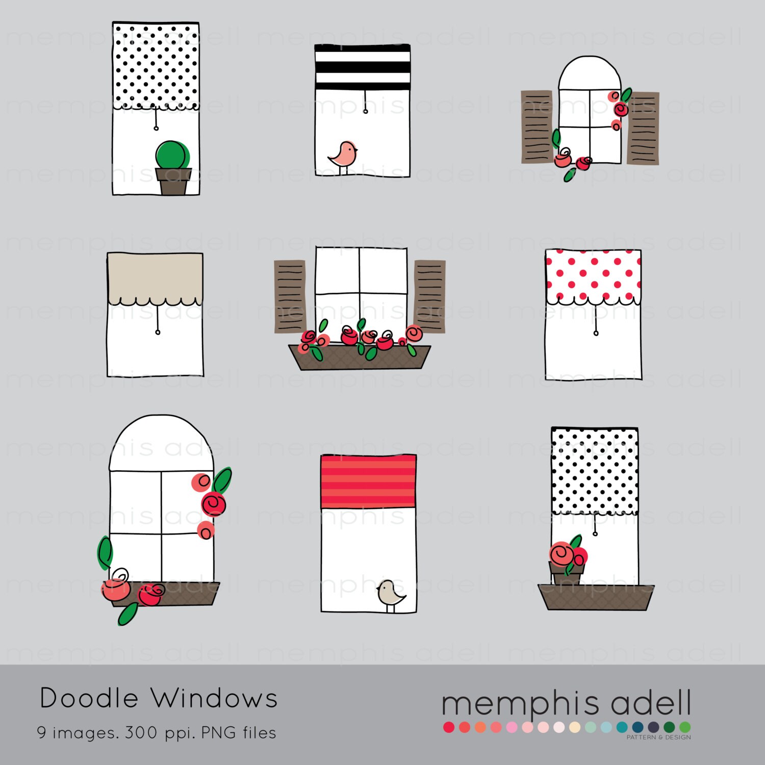 Doodle Windows / Digital Image / Digital Clip Art for Scrapbooking ...