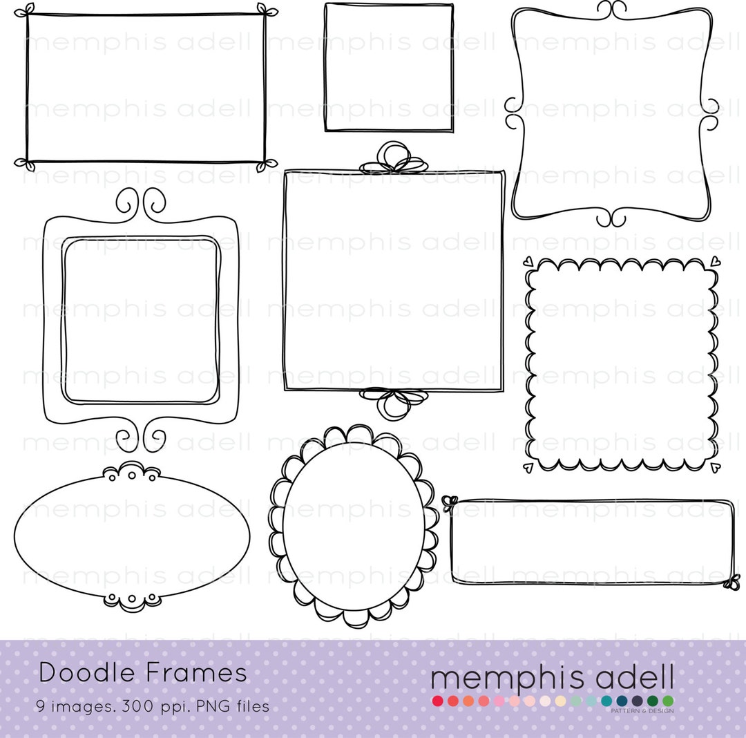 Doodle Frames / Digital Image / Digital Clip Art for Scrapbooking ...