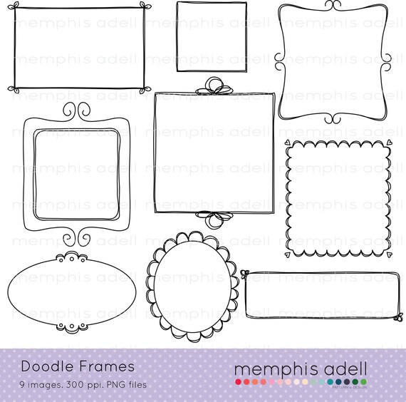 Doodle Frames / Digital Image / Digital Clip Art for | Etsy