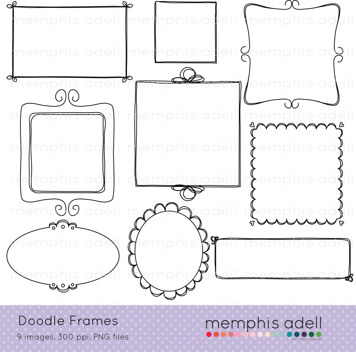Doodle Frames / Digital Image / Digital Clip Art for Scrapbooking ...