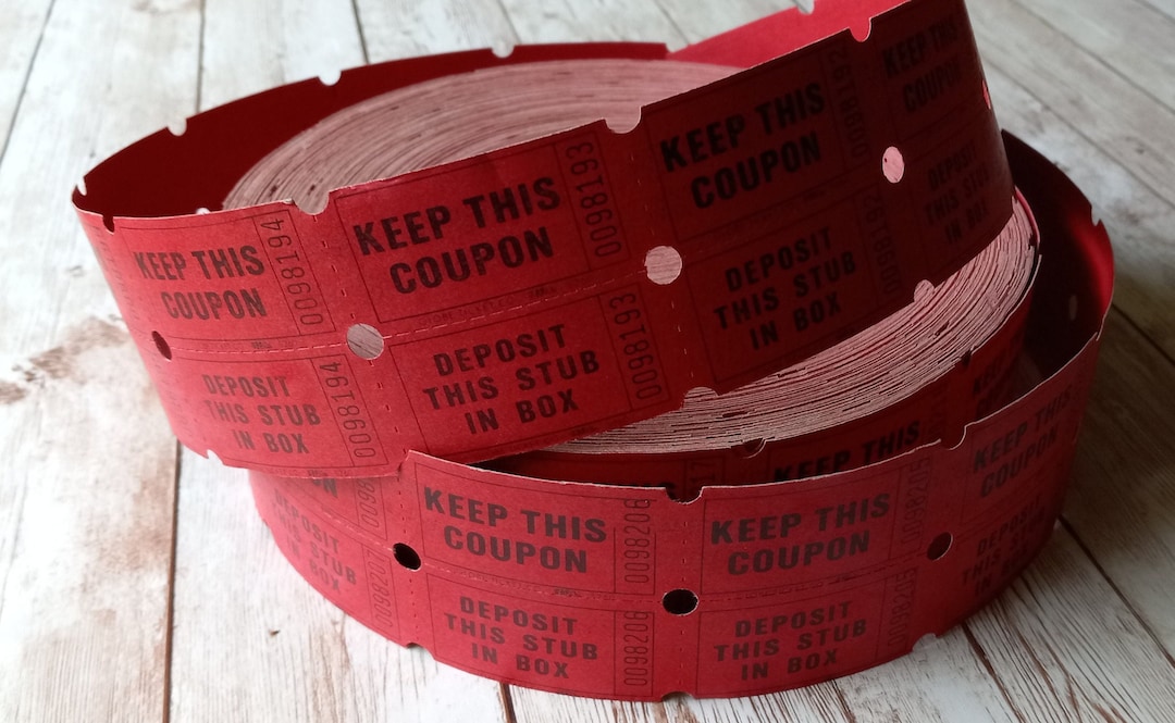 VINTAGE Whole Roll Red Double Tickets - Etsy