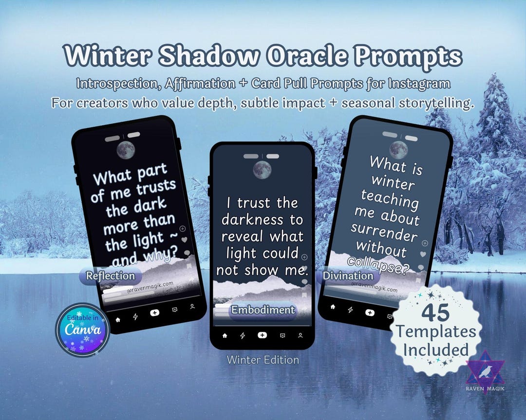 Winter Oracle Prompts | Shadow-work Canva Templates for Intuitive ...