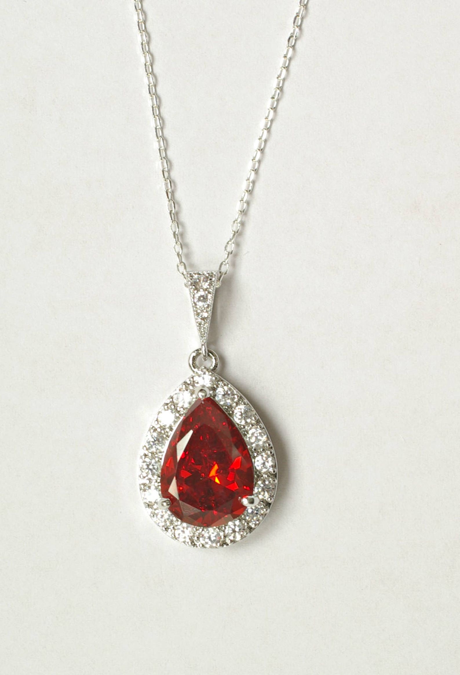 Red Bridal Jewelry Set Necklace and Earrings, Ruby Red Bridesmaid ...