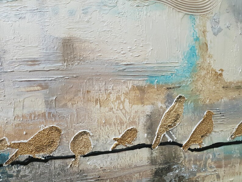 Original Birds Abstract Oil Painting Animal Figure Painting - Etsy