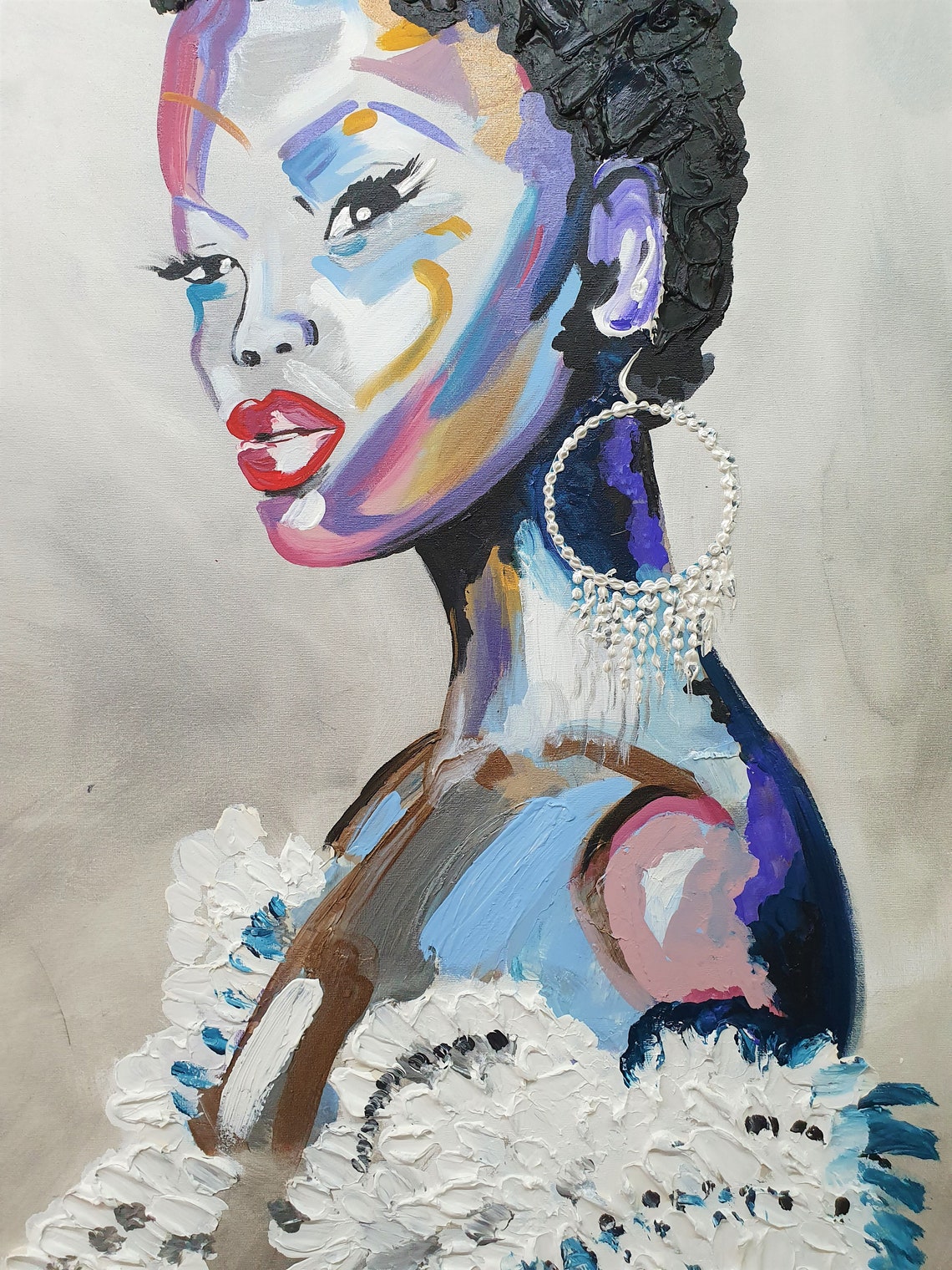 Original Classic Woman Painting. Large Colorful Figure | Etsy