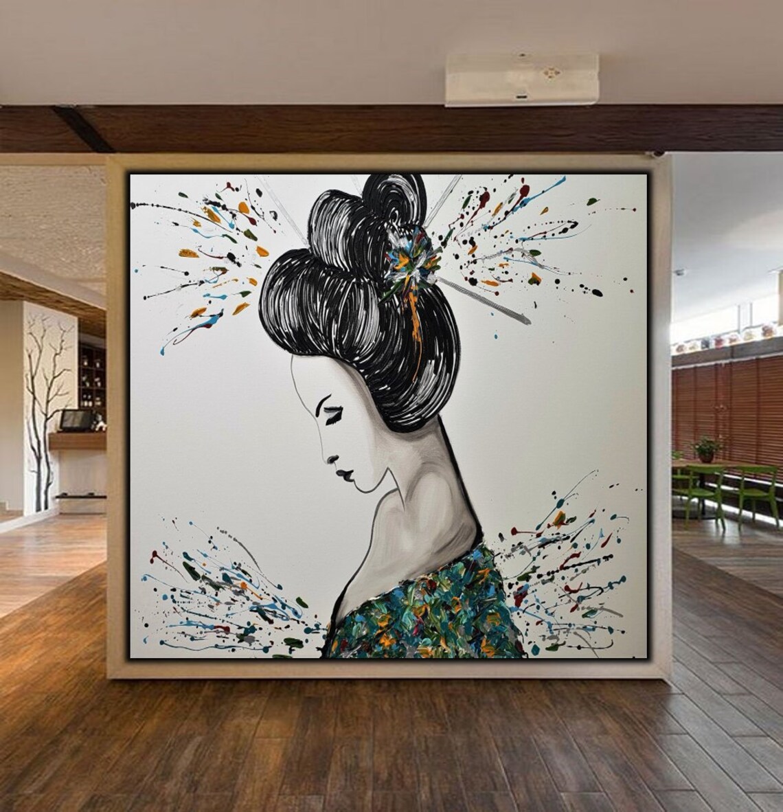Original Japanese Woman Face Painting. Large Figure Painting - Etsy