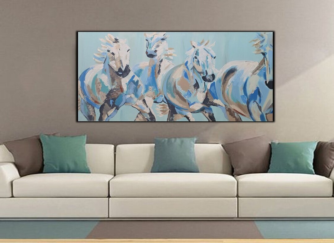 Abstract Wild Horses Painting With Heavy Textures, Original Modern ...